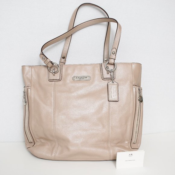 Coach | Bags | New Coach Metallic Champagne Leather Shoulder Bag Tote ...